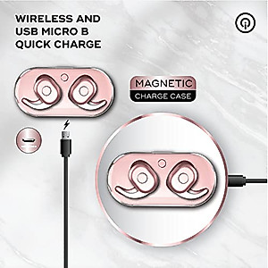 iWorld Elevate True Wireless Earbuds with Charging Case, Bluetooth in-Ear Headphones with Built-in Microphone and Touch Control, Universally Compatible Headset for Android, iPhone and PC (Rose Gold)