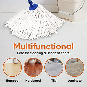 Superio String Mop Replacement, Cotton Mop Head, Refill for Cotton String Mop for Hardwood Floor Cleaning Self Wringing Mop for Home, Kitchen, Bath Heavy Duty Mop Commercial/Industrial, 10” Strings