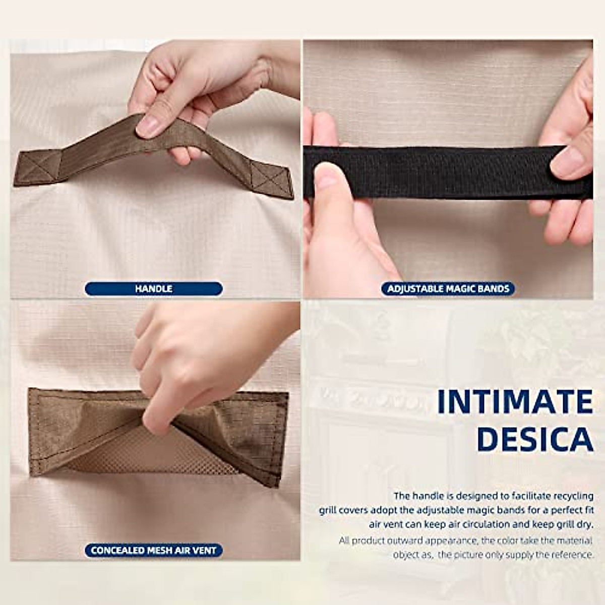 HAMLER Grill Cover 72 Inch, Heavy Duty Waterproof BBQ Covers, Gas Grill Covers Fits Weber Spirit, Weber Genesis, Char-Broil, Nexgrill, Brinkmann, Brown & Beige