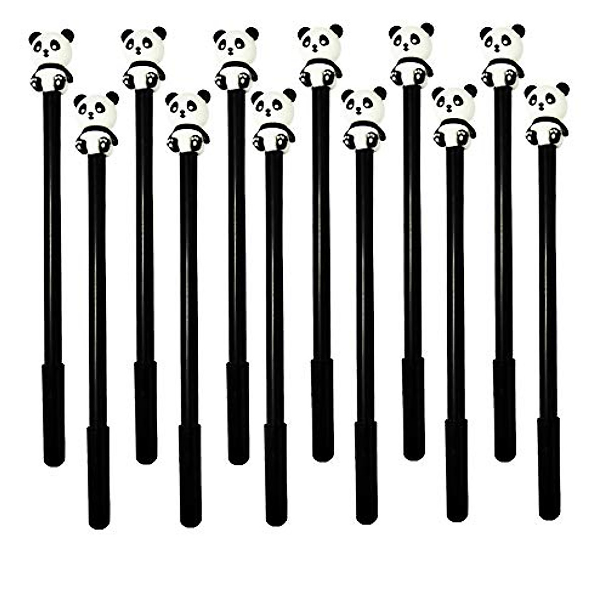 12pcs 0.5mm Cute Kawaii Animal Panda Pens Black Ink Gel Pens Fine Point Roller Pens (White)