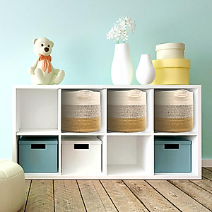 Jolitac 3 Pack Storage Baskets for Organizing, Woven Rope Baskets Cube Storage Basket Bins 11x11'' for Cube Storage Organizer Room Organizer, Mixed Jute