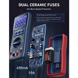 AstroAI Digital Multimeter and Analyzer TRMS 6000 Counts Volt Meter Ohmmeter Auto-Ranging Tester; Accurately Measures Voltage Current Resistance Diodes Continuity Duty-Cycle Capacitance Temperature