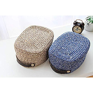 1 Pack Cotton Rope Basket,Small Woven Basket,10 3/8 inch X 7 3/4 inch X 4 3/4 inch， Baby Cotton Basket, Children's Home Decor (Blue)