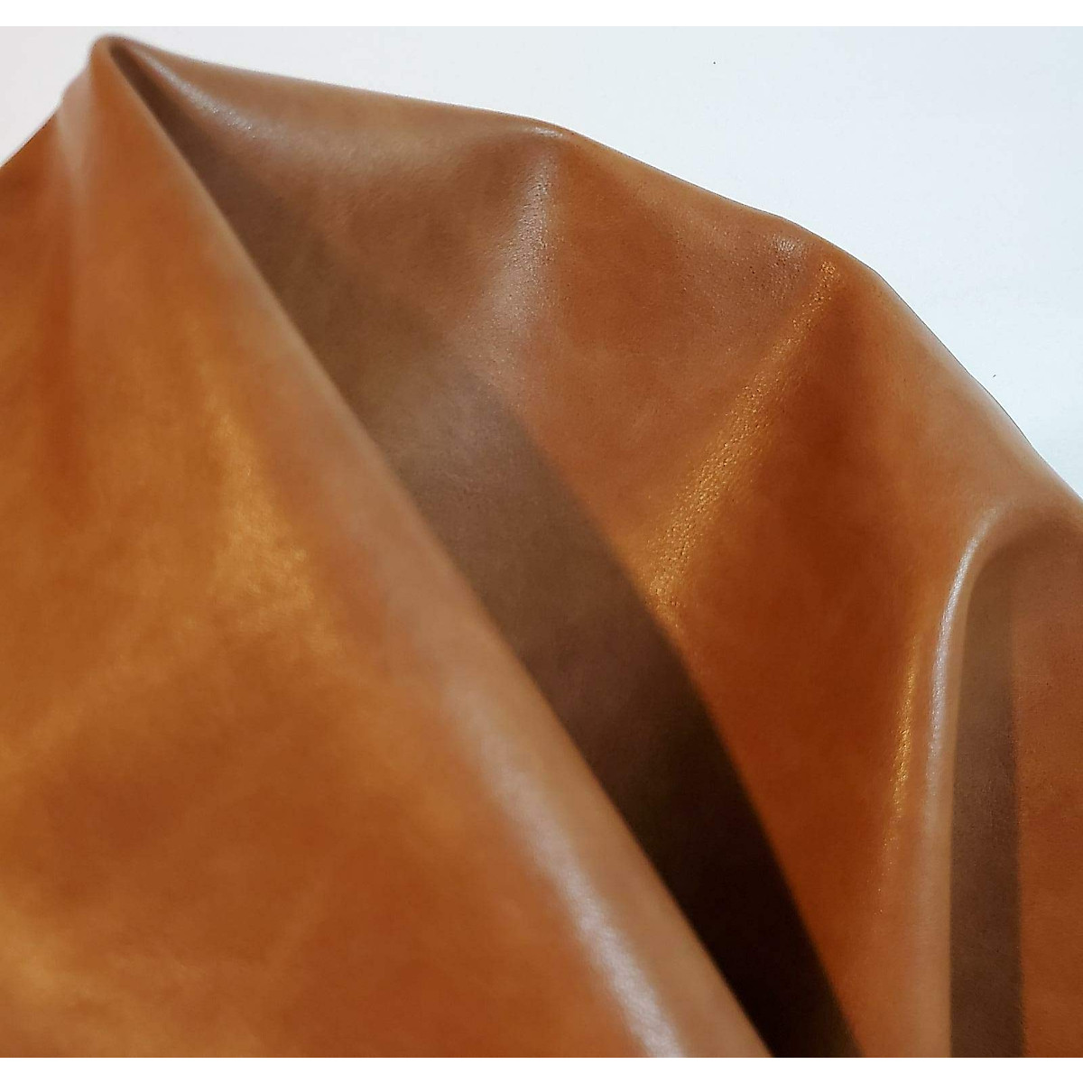 NAT Leathers | British Tan Two Tone Soft Faux Leather Upholstery Fabric (Peta Approved Vegan) | Synthetic PU Pleather 0.9mm Cut by The Yard | Mid Brown 1 Yard (36"x54")