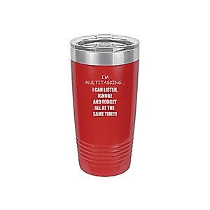 Rogue River Tactical Funny Sarcastic Office Work 20 Oz. Travel Tumbler Mug Cup w/Lid Vacuum Insulated Hot or Cold Multitasking (Red)
