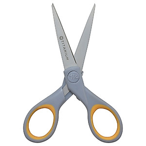 Westcott 13525 5-Inch Pointed Titanium-Bonded Crafting Scissors with Soft Handles, Gray/Yellow