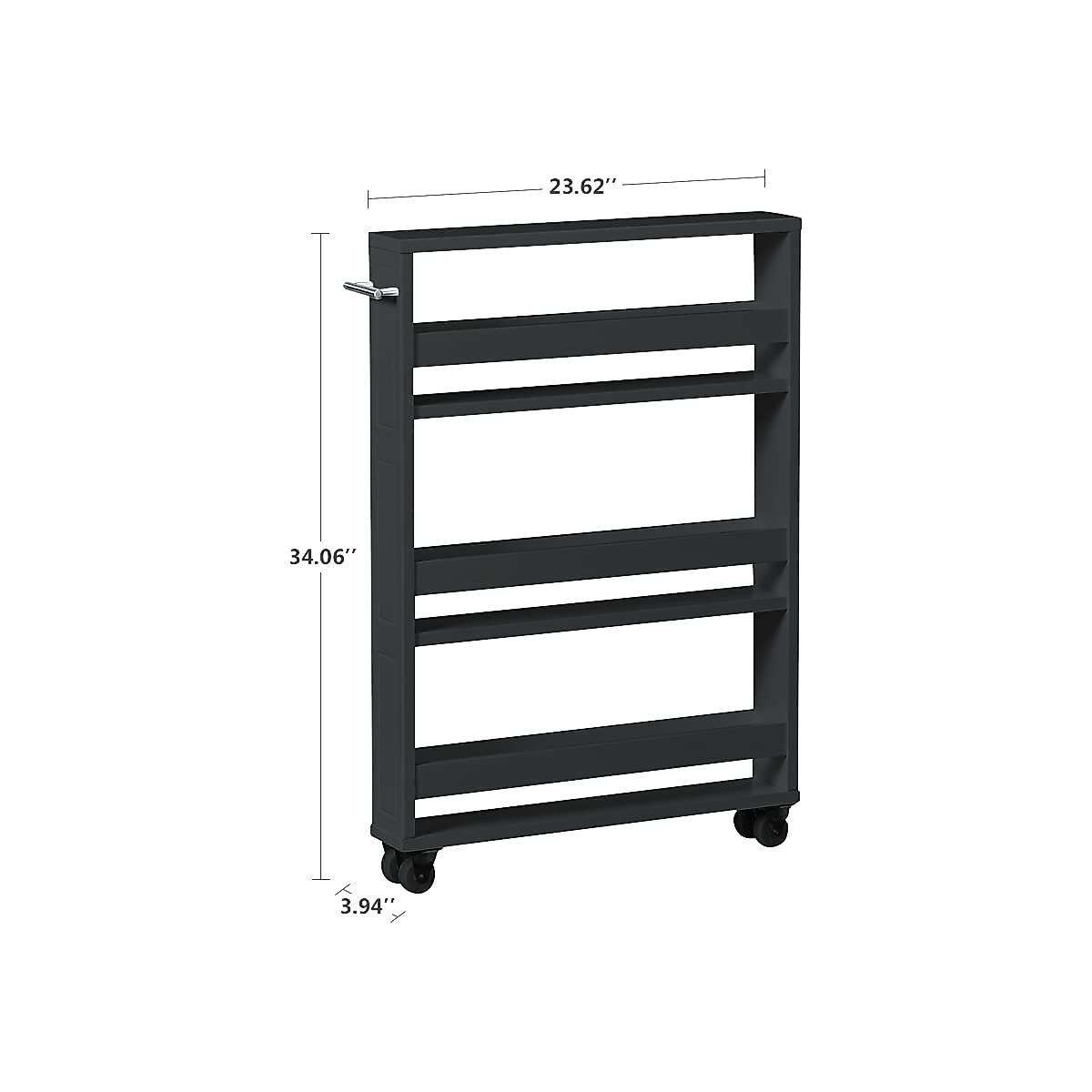 MUSEHOMEINC Compact Space Kitchen Pantry,3-Tier Kitchen Removable Storage Cart, Slim Slide Out Rolling Pantry Shelf for Narrow Spaces（Black）