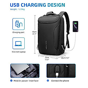 Muzee Business Backpack,Waterproof bag for Travel Flight Fits 17.3Inch Laptop With USB Charging Plug