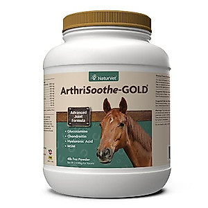 NaturVet ArthriSoothe Gold Advanced Joint Horse Supplement Powder – For Healthy Joint Function in Horses – Includes Glucosamine, MSM, Chondroitin, Hyaluronic Acid – 120 Day Supply