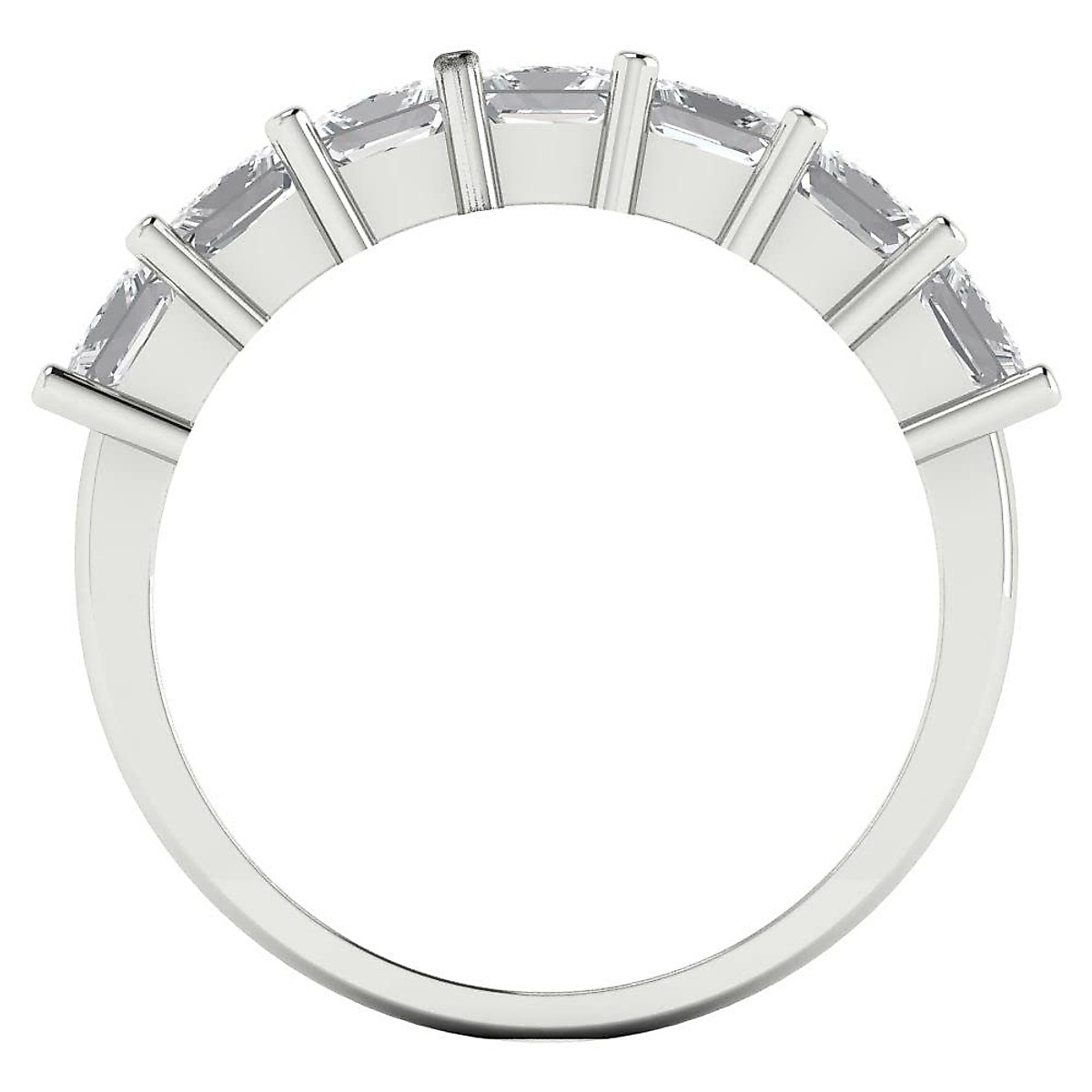 2.03 Carat Princess Cut Zircon 14k White Gold Eternity Designer Art Deco Everlasting Danity Statement Ring Band Sz 8.5