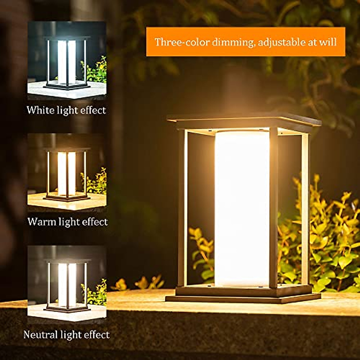 CZLZY Modern Simple Aluminum Square Column Light Solar LED Pillar Lamp Outdoor Post Light Fixtures Waterproof IP65 Courtyard Gate Fence Landscape Light Deck Bollard Light