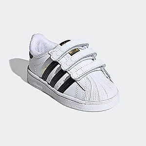 adidas Originals unisex child Superstar Cloudfoam Sneaker, White/Black/White, 7 Toddler US