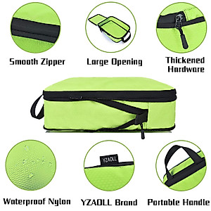 YZAOLL Compression Packing Cubes Bags Set for Kids Travel Luggage Packing Organizers Accessories Gift 3pcs Set Green
