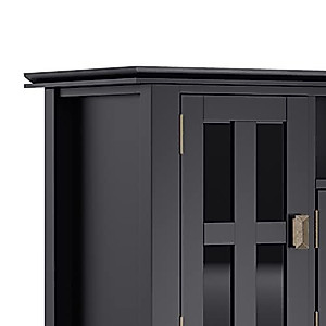 SIMPLIHOME Artisan SOLID WOOD 72 Inch Wide Transitional TV Media Stand in Black for TVs up to 80 Inches, For the Living Room and Entertainment Center