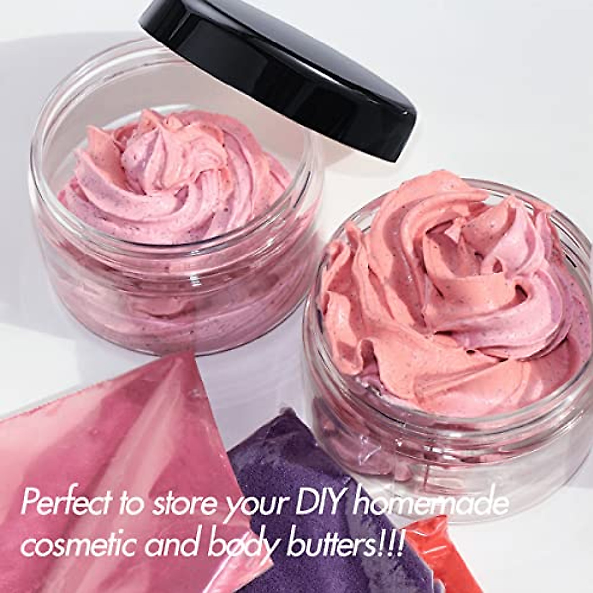 ZEJIA 1oz Plastic Jars with Lids, 6PCS Clear Small Plastic Jars, Empty Plastic Containers with Black Lids, Round Travel Jars for Cosmetics, Lotions, Acrylic Powder, Beauty Product, Slime