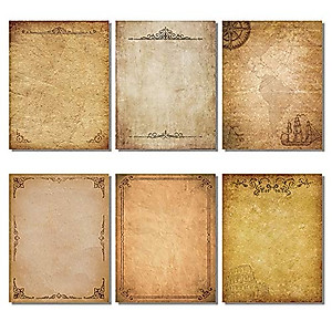 Stationery Paper, Old Fashion Aged Classic Vintage Assorted Design, Double Sided, Perfect for Letter Writing, Printing, Copying, Certificate, Invitations (8.5 x 11 Inches)72 Sheets