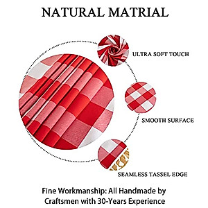 ShinyBeauty Buffalo Check Table Runner 13''x108'' Red and White Cotton Checkered Table Runner Buffalo Plaid Table Cover for Family Dinners Plaid Table Runner for Farmhouse