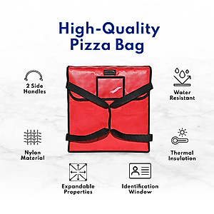 New Star Foodservice 51148 Insulated Pizza Delivery Bag, 20" by 19" by 13", Black