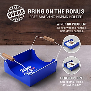 NOOK & FORK Farmhouse Utensil Caddy – Silverware & Flatware Holder/Organizer for Countertop & Parties with Matching Napkin Carrier Stars & Stripes