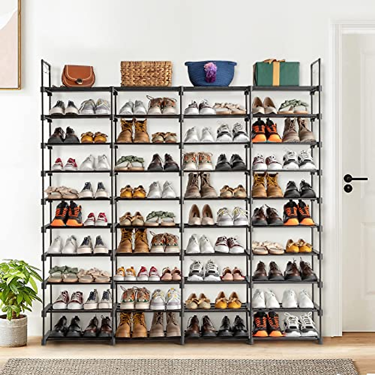 LeeMas 10 Tiers Shoe Rack Storage Organizer Shoe Shelf Organizer for Entryway Holds 80 Pairs Shoe, Stackable Shoe Cabinet Shoe Rack Organizer Large Shoe Shelf for Closet Bedroom Hallway