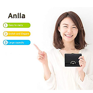 Anlla Small Wallets for Women,Cute Womens Wallets Slim Mini Wallet kawaii coin pocket (New black)