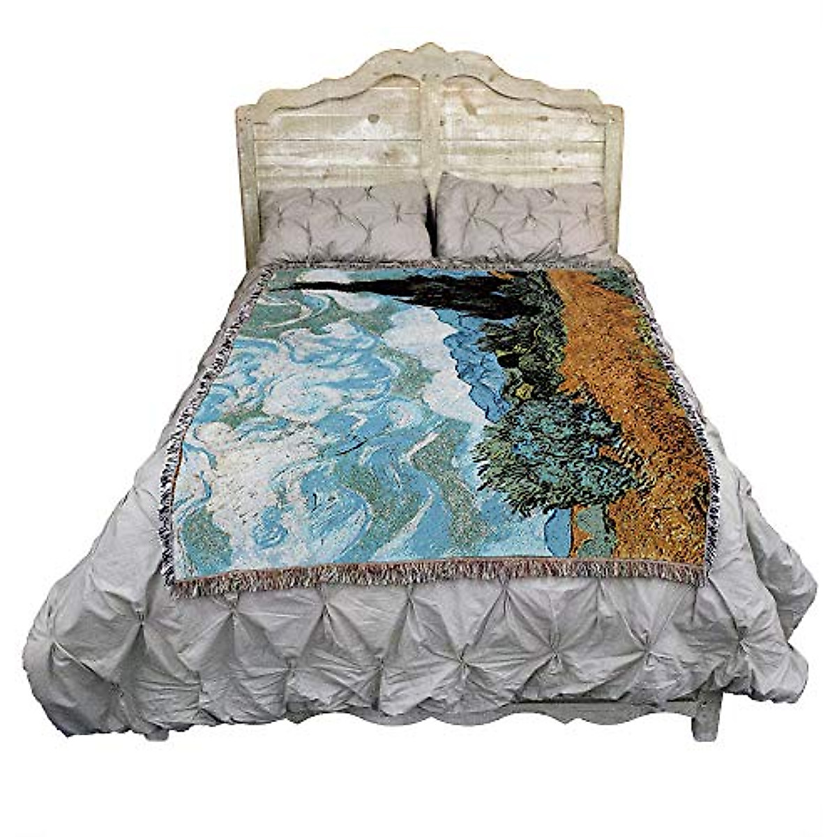 Pure Country Weavers Wheat Field with Cypresses Blanket by Vincent Van Gogh - Fine Art Gift Tapestry Throw Woven from Cotton - Made in The USA (72x54)