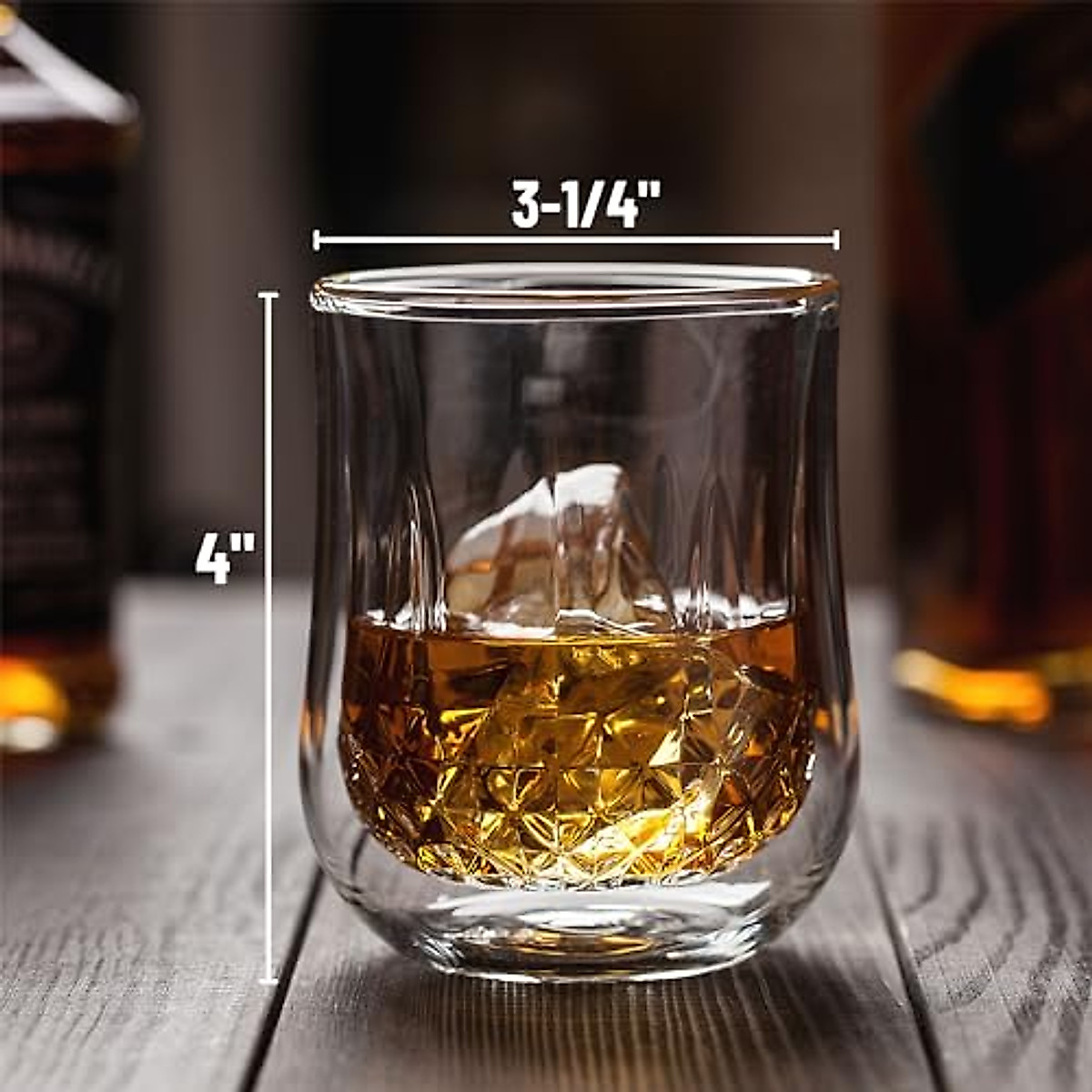 BTaT- Whiskey Glasses, Double Wall Glasses, Set of 4, Bourbon Glasses, Cocktail Glasses, Scotch Glasses, Old Fashioned Glass, Rocks Glass, Crystal Glasses, Vodka Glasses, Drinking Glasses, Gifts, Gins