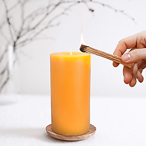 Natural Beeswax Pillar Candle, Large Beeswax Candle for Home Spa Yoga, Yellow Raw (3 x 6'')