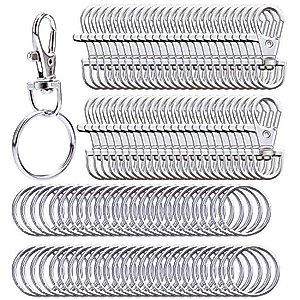 Livder Metal Swivel Lanyard Snap Hooks and Split Key Rings Chain Hook Keychain, 100 Pieces