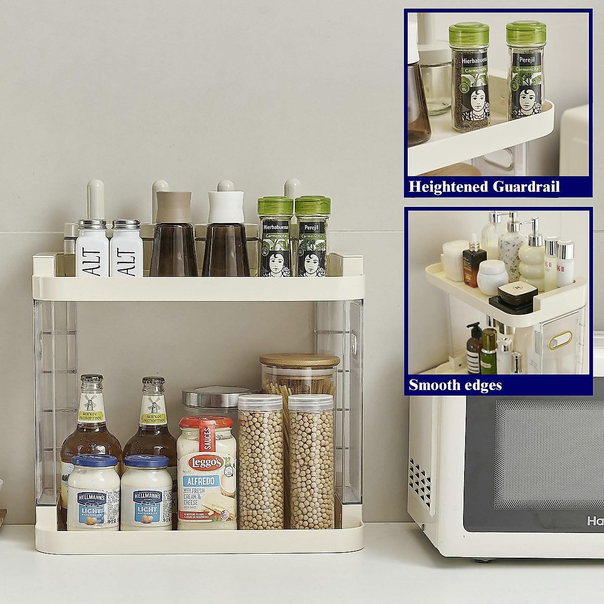 Bathroom Counter Organizer Countertop Storage 2-Tier, Kitchen Organizer Tray，Multi-Purpose Vanity Shelf Organizer，GT0528WK