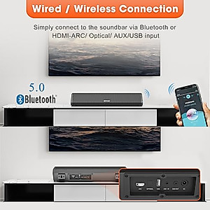 Bestisan Sound Bars for TV, 16'/50W Small Soundbar for TV, Sound Bar with Depths Sound Enhanced/DSP/Bass+/3EQ, Surround Sound Speakers for TV Works with HDMI ARC/CEC,Optical/BT/PC …