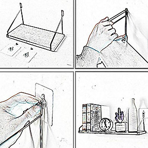 PIBM Stylish Simplicity Shelf Wall Mounted Floating Rack Shelves Metal Bracket Solid Wood Simple Background Wall Smooth Durable Save Space,3 Colors,5 Sizes, Wood Color , 40x15x15cm