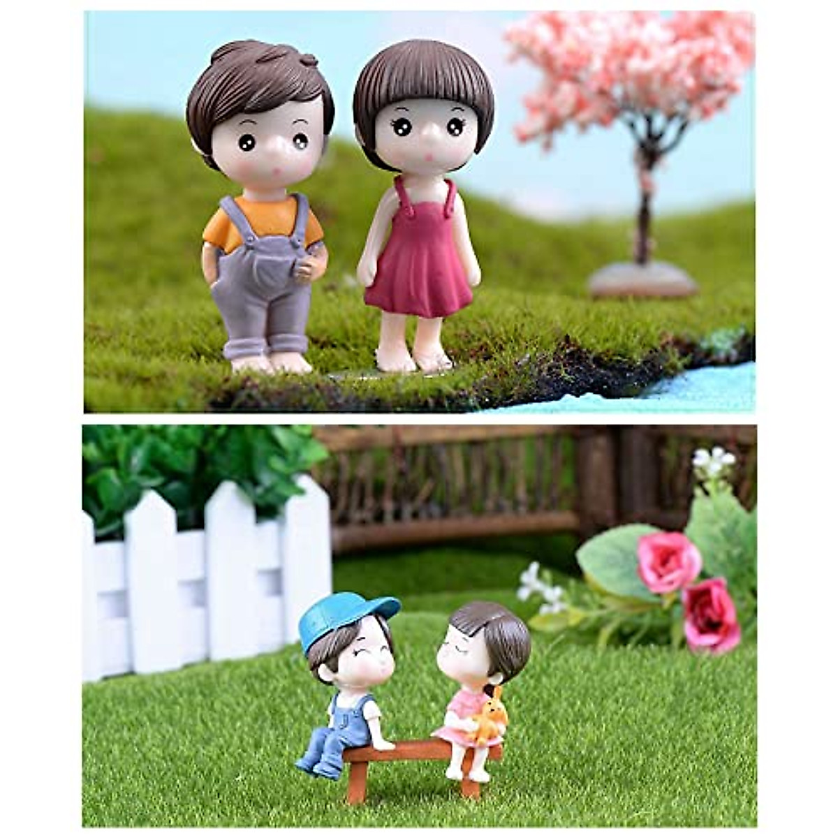 ElpizoFos 1 Set/10pcs Miniature Fairy Garden Accessories Lovers Sweetheart Garden Ornament Statue Figurines Plant Bonsai Pot Dollhouse Terrarium Landscape Cake Toppers Home Decorations Craft