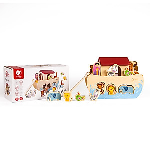 Classic World Noah's Ark Shape Sorter Premium Wooden Toy for Kids Wooden Noahs Ark Toy