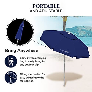 Caribbean Joe CJ-TUVC78NVY 6.5' tilting beach umbrella, Navy
