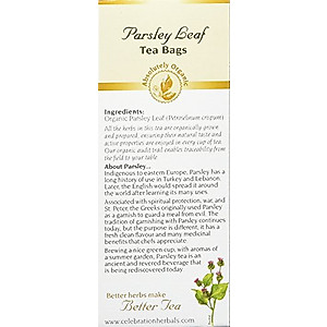 Celebration Herbals Organic Parsley Leaf Tea Caffeine Free, 24 Herbal Bags