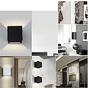 Wrasse LED Aluminum Outdoor Wall Sconces 12W Modern Wall proch housing Lighting 110v Exterior Black 6500k Garage Corridor Lights Wall Mounted Lamp Porch Patio Light 2PCS (Matte Black 6500k)