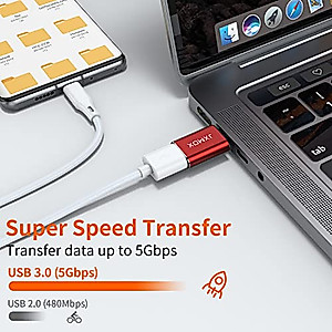 USB C to USB Adapter [2-Pack], Thunderbolt 3 to USB 3.0 OTG Converter Compatible MacBook Pro/Air 2019 2018 2017,Chromebook,Pixelbook,Microsoft Surface Go,Galaxy S8 S9 S10 S20 S21 S22,Note 10 20 (Red)