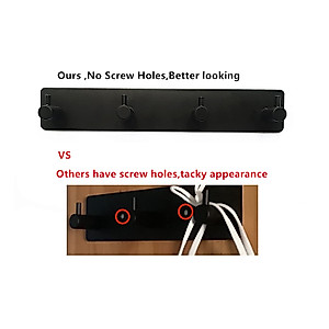 FULLINY Key Hooks for Wall Apartment Decor Adhesive Key Holder for Wall Decor with 4 Key Hooks,No Screw Holes Key Rack for Wall,Stainless Steel Heavy Duty Adhesive Hooks for Hanging,Black