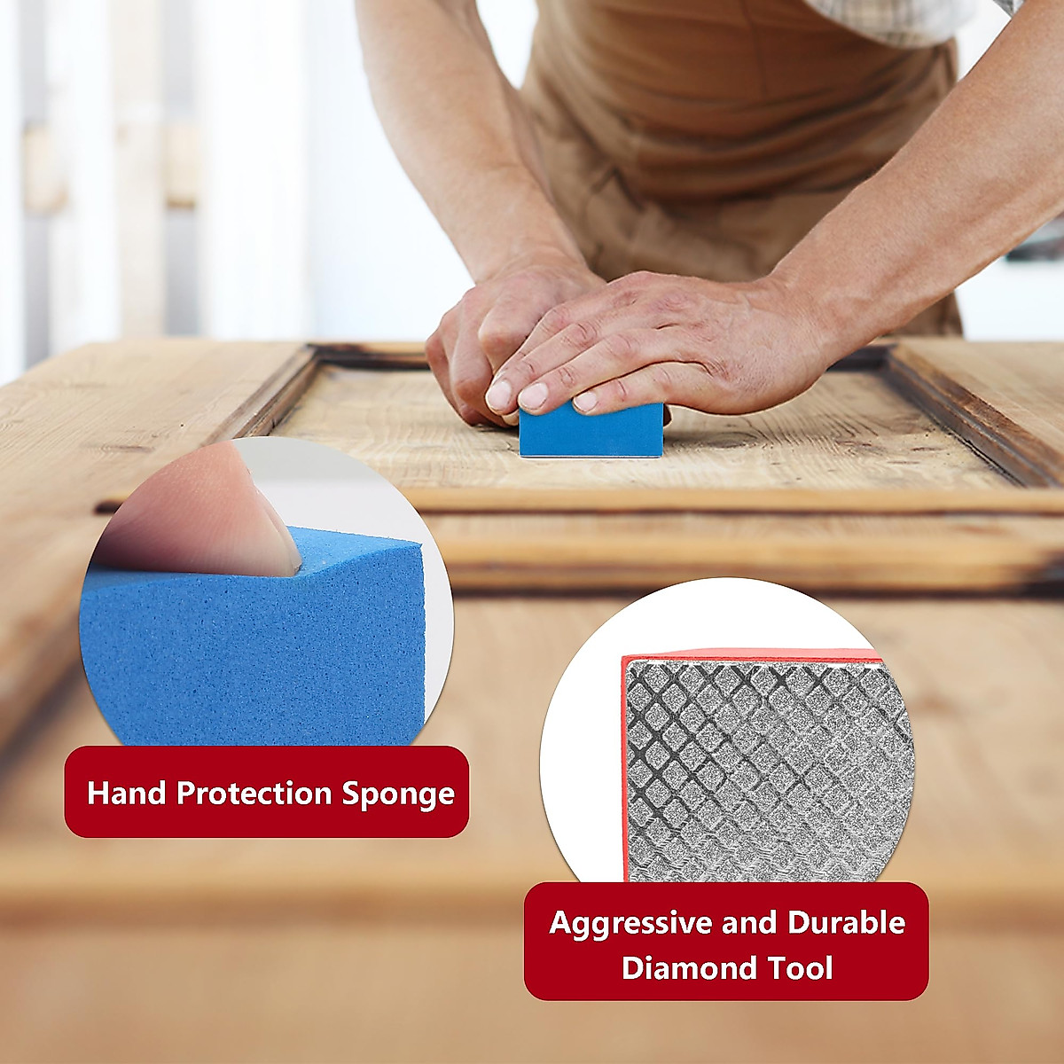 SZSYD 4Pack Diamond Hand Polishing Pads for Sanding Ceramics Glass Tile Concrete Stone Marble Granite, 60#, 100#,200#,400# (Grid)