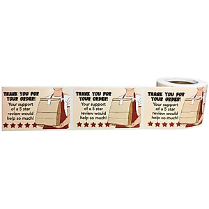 5 Star Review Delivery Labels, 100 Total Labels, Tamper-Evident Food Seal Stickers, Labels for Food Containers 1.5 x 2.5 Inches, Tamper Evident Tape - Ideal for Secure Food Delivery