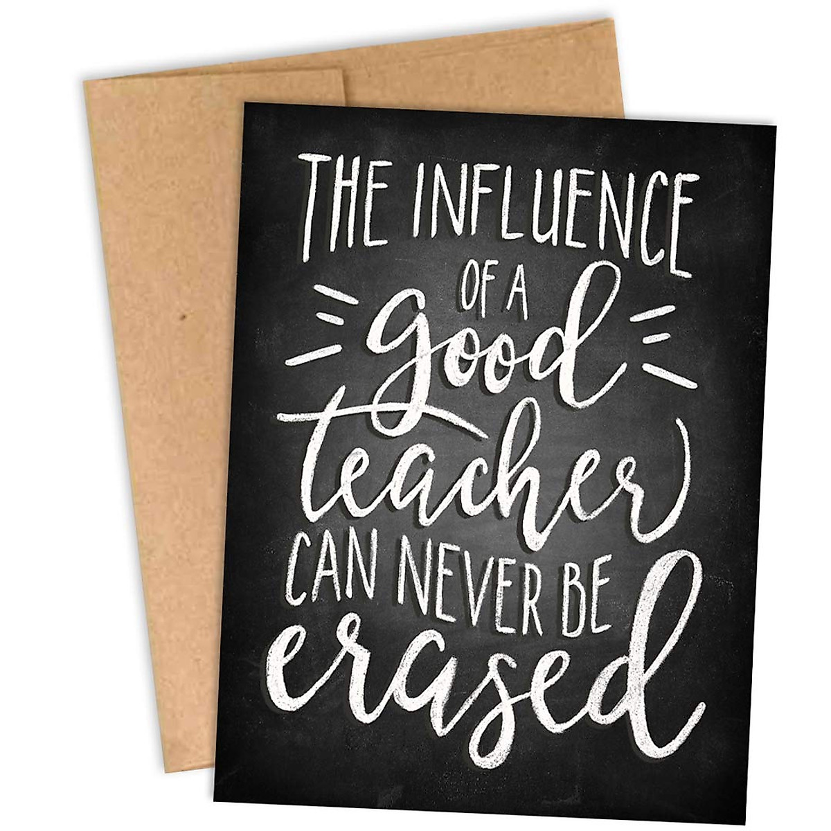 Palmer Street Press THANKS, TEACH! Set of 8 Teacher Thank You Gift Notecards - The Influence of a Good Teacher Can Never Be Erased - Thank You Cards For Teachers Bulk Set - Proudly Made in the USA