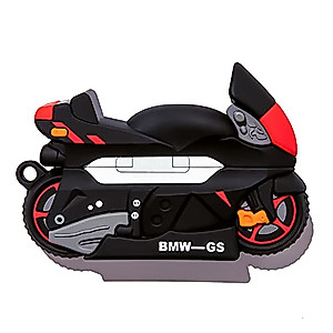 Yatchen Unique Case Compatible with AirPods Pro ,Creative Fun 3D Cartoon Motociclo Design AirPods Cover Case Cool Skin Soft Rubber Shockproof Protective Case (AirPods Pro, Red)