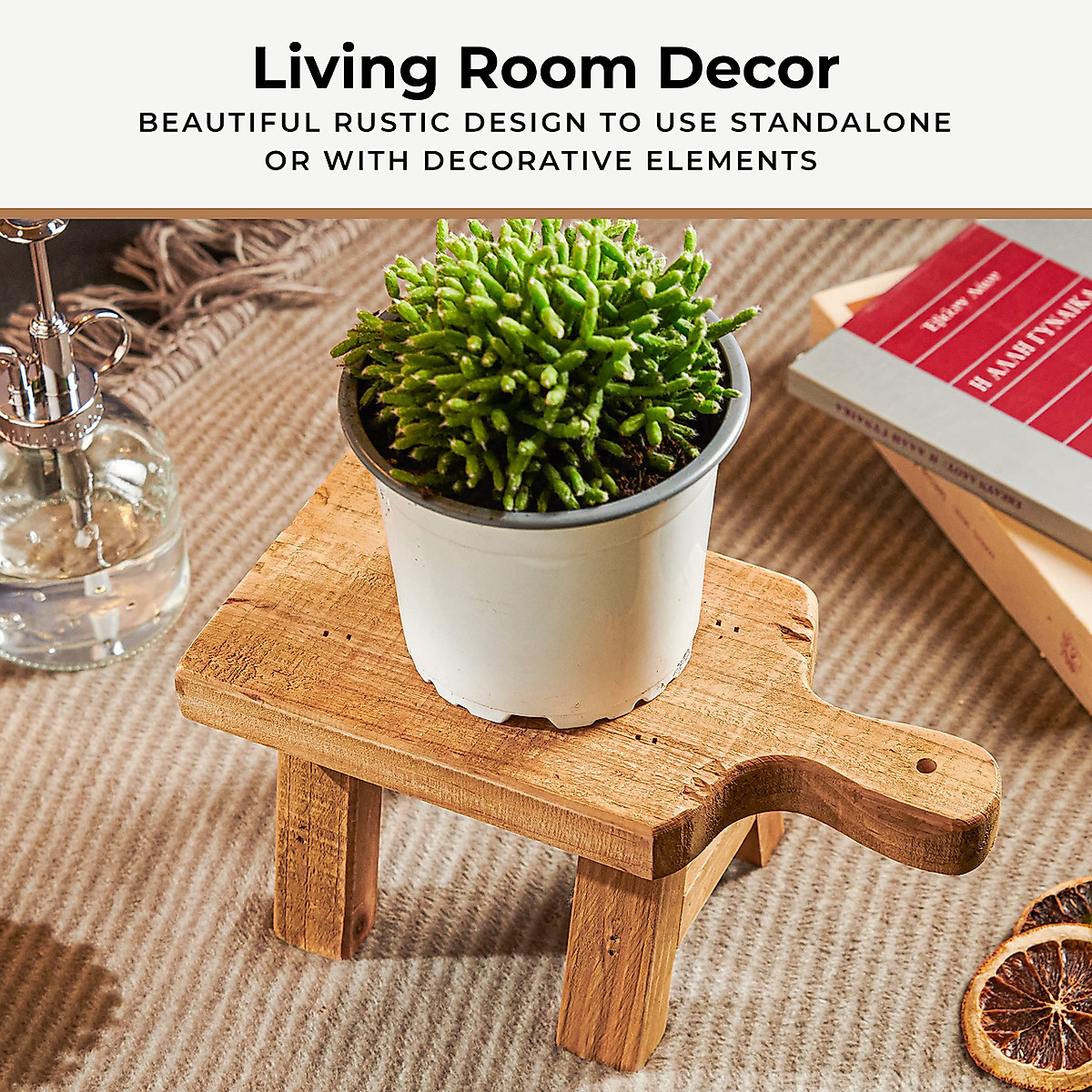 WOODENHOUSE LIFELONG QUALITY Wooden Stand - Rectangular Fir Wood Pedestal Stand for Kitchen, Bathroom, or Decor - Pre-Assembled, Sturdy, Easy Handle, Great Gift