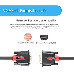 Tainston VGA to VGA Cable HD15 Monitor Cable with Ferrites Male to Male-100 Feet