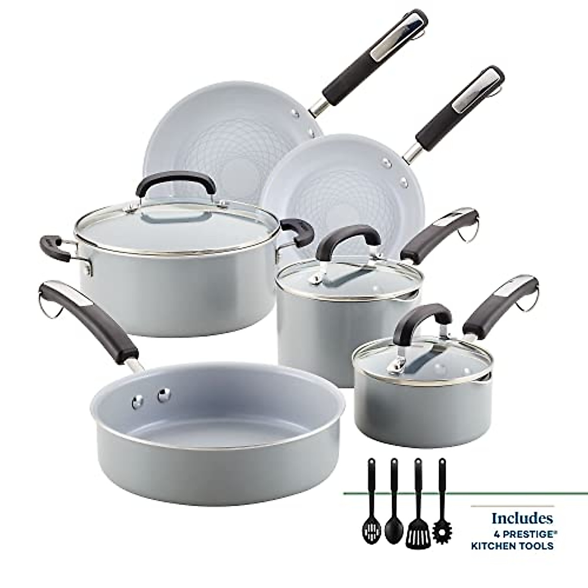 Farberware EcoAdvantage Ceramic Nonstick Cookware/Pots and Pans Set, 13 Piece - Gray
