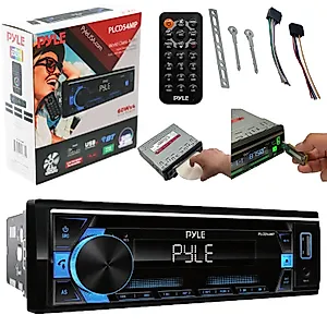 Pyle MP3 Stereo Receiver Power Amplifier, AM/FM/MP3/AUX Stereo Receiver, USB Flash Readers, Single DIN, 30 Preset Memory Stations, LCD Display with Remote Control, RGB Button