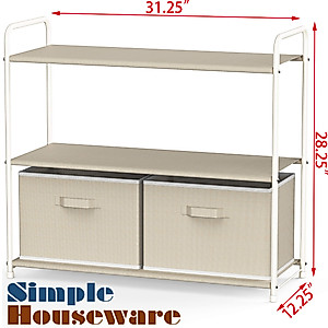Simple Houseware 3-Tier Closet Storage with 2 Drawers, Beige