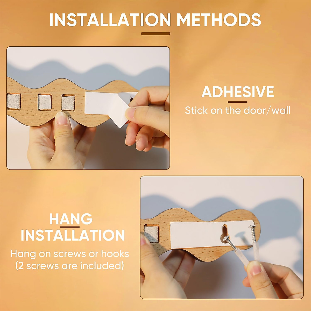 ONULISS Sunglass Organizer Wall, Beechwood Hanging Sunglasses Organizer Storage, Sunglass Holder for Wall, Sunglasses Holder Eyeglass Holder Stand, Sun Glasses Organizer Display Rack, 7 Slots (Black)