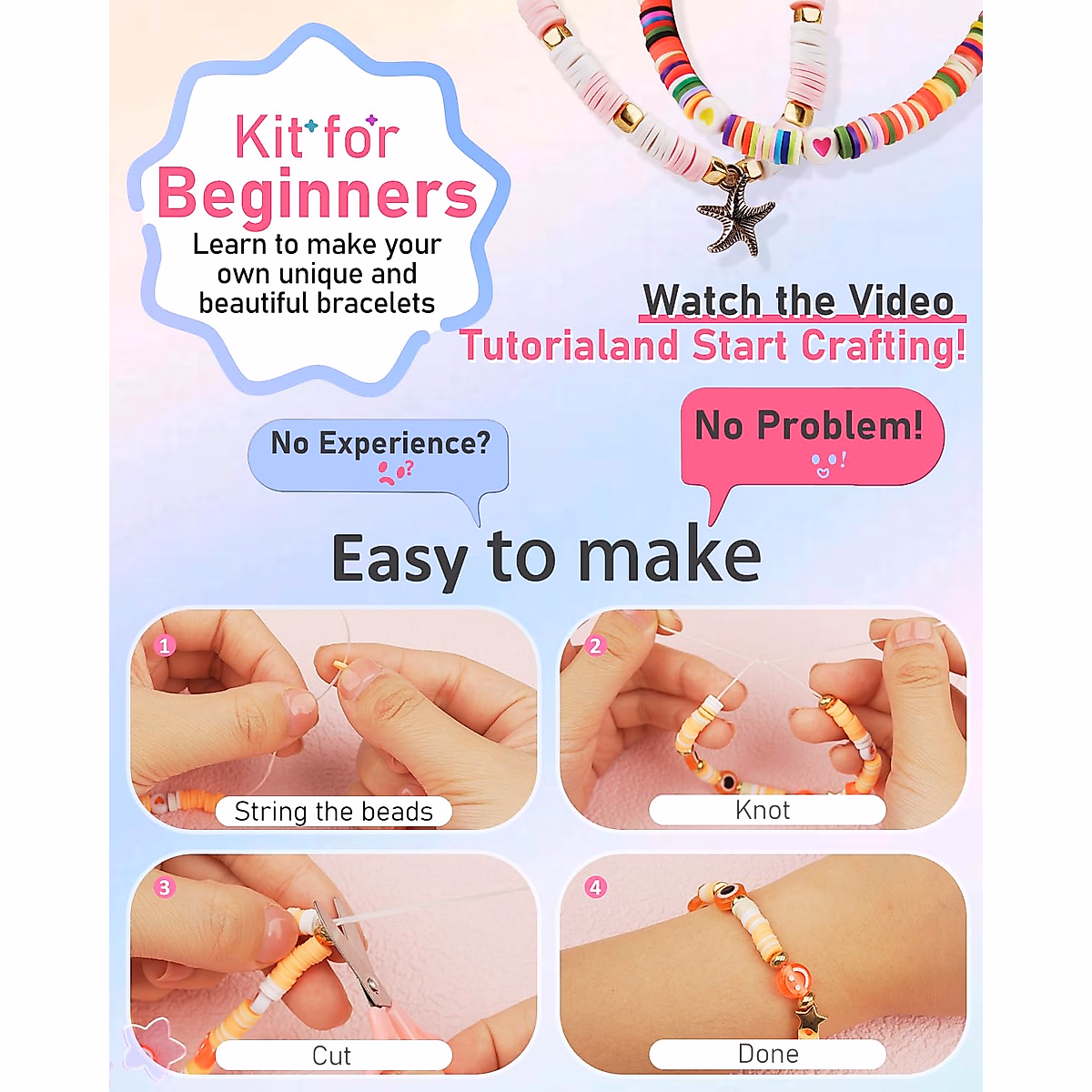 Mio Angle Bracelet Making Kit for Beginner 5000Pcs Preppy Polymer Friendship Bracelet Making with Charms Kit for Jewelry Making DIY Arts and Crafts Birthday Gifts Toys for Kids Age 6-13